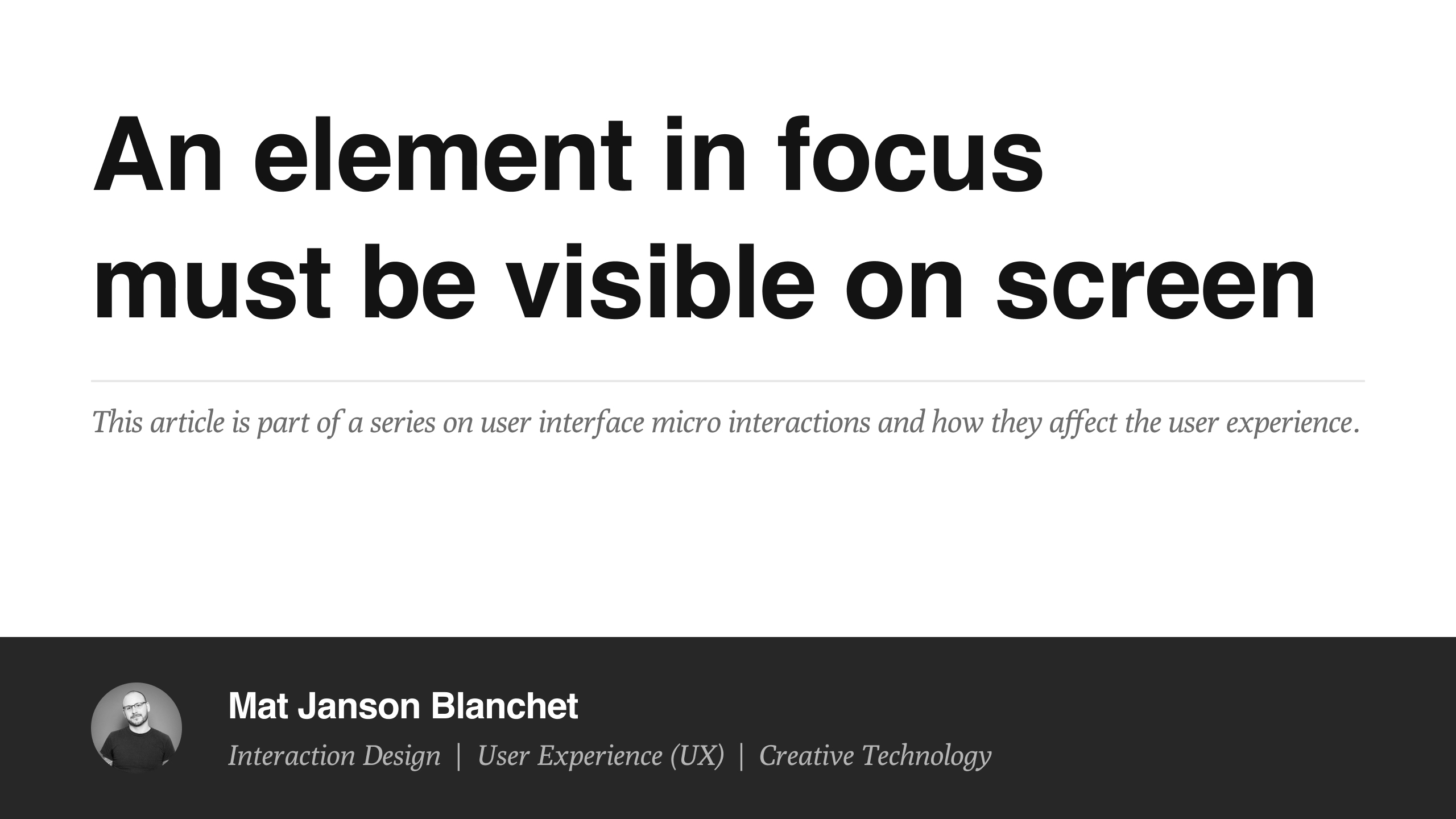 An element in focus must be visible on screen - Blog | User Experience and Interaction Design ...